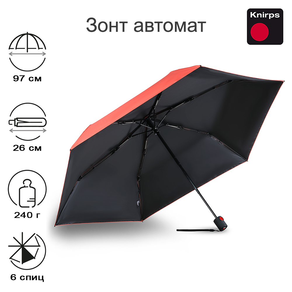 Зонт Knirps автомат U.200 Ultra Light Medium Duomatic SALMON WITH BLACK ...